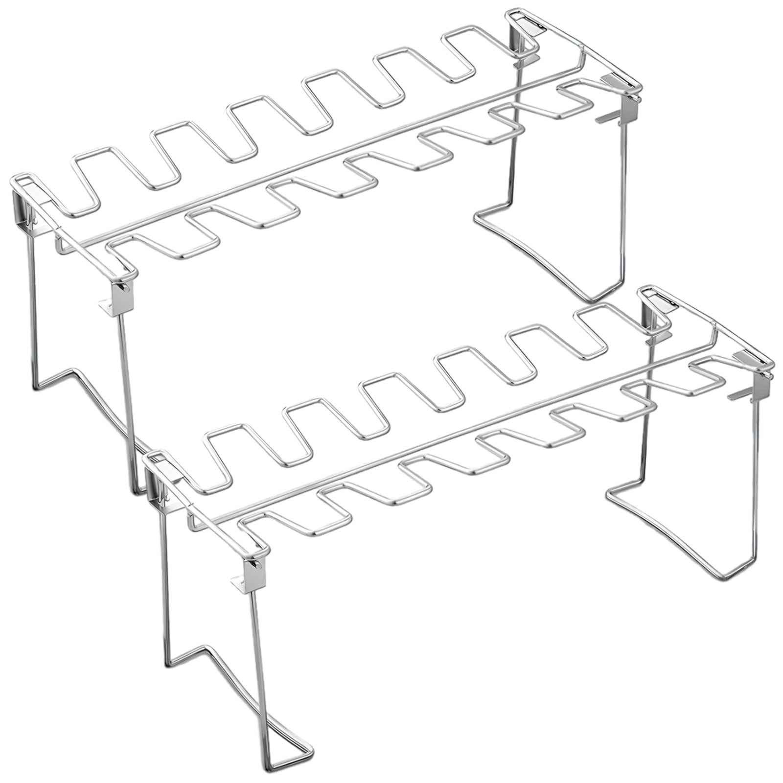 2 Pcs 14-Slot Stainless Steel Chicken Wing and Leg Rack for Grilling ...