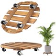 2 Pcs 15.7 in Wooden Plant Caddies, Heavy Duty Plant Rollers with 360 ...