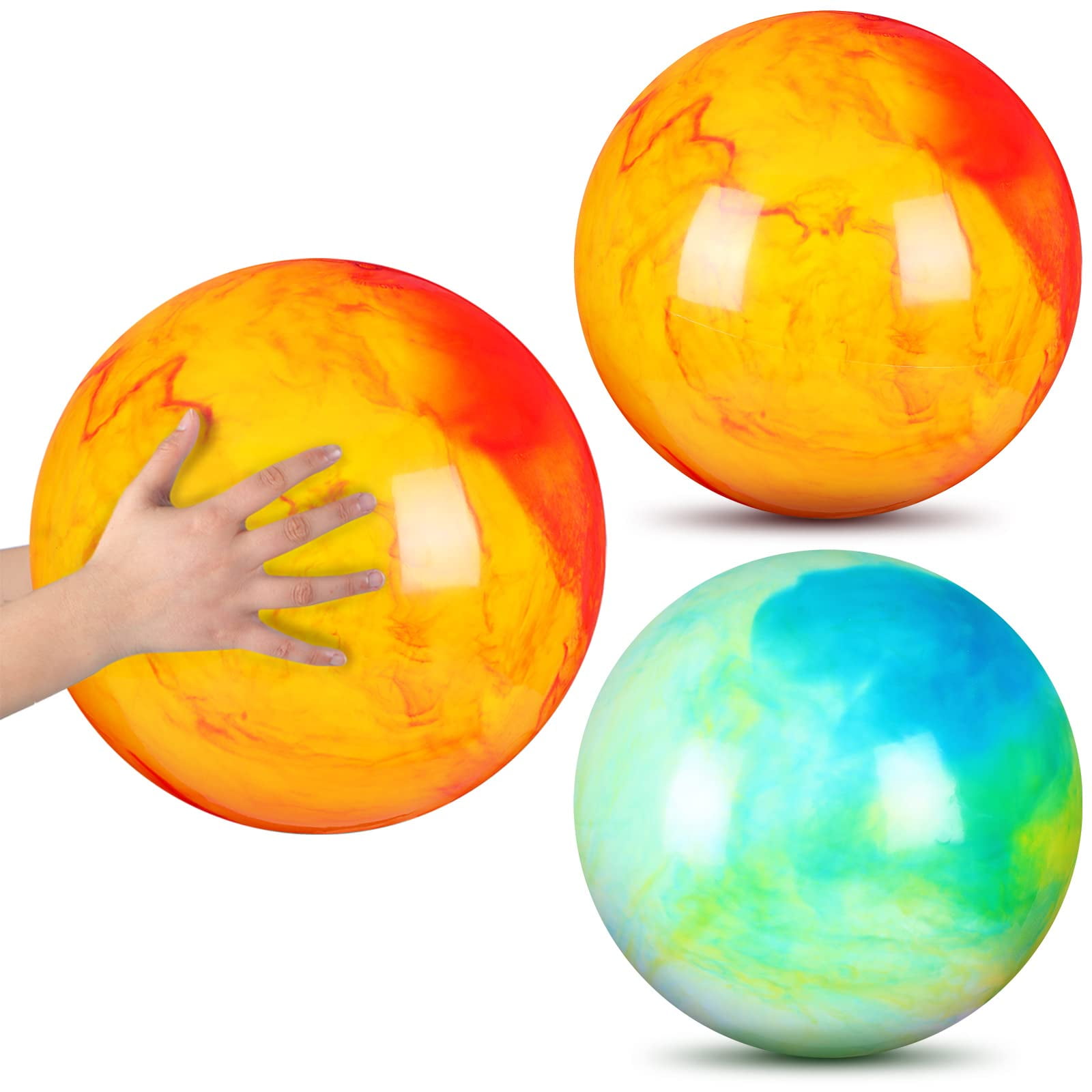 2 Pcs 15 Inch 18 Inch Marbleized Bouncy Balls Large Hedstrom Ball ...