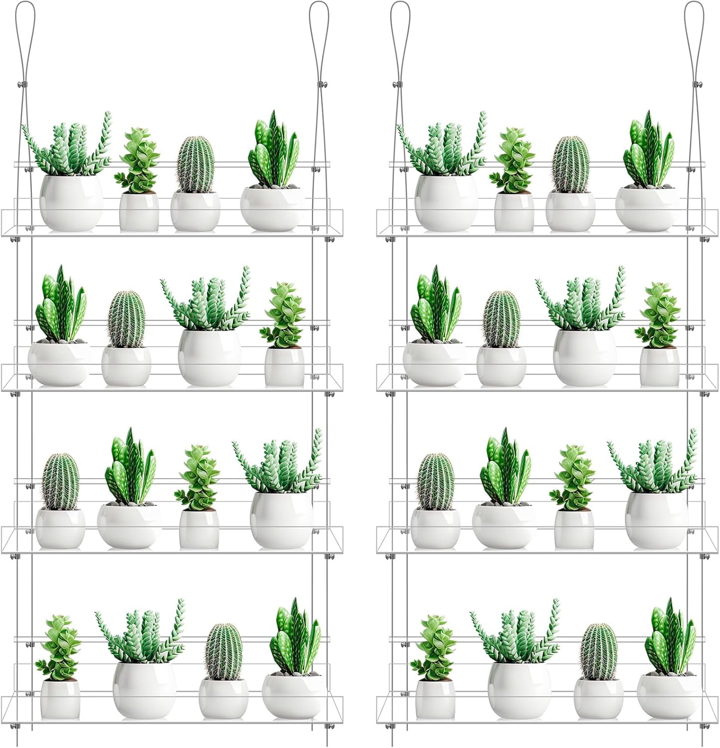 2 Pcs 16 Inch 4-Tier Clear Hanging Window Plant Shelves Acrylic Height ...