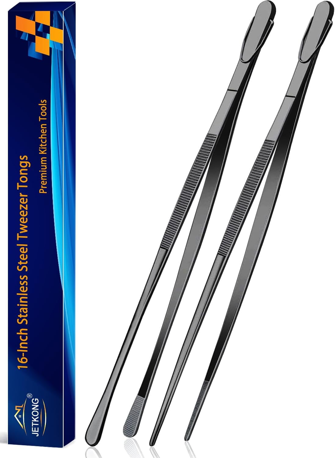 2 Pcs 16-Inch Heavy Duty Plating Tongs, Extra-Long Kitchen Fine Tongs ...