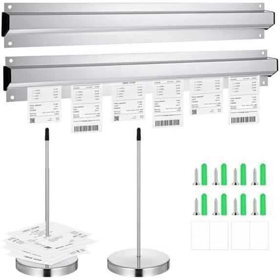 2 Pcs 16 Inch Slide Check Rack Receipt Holder Aluminum Ticket Display ...