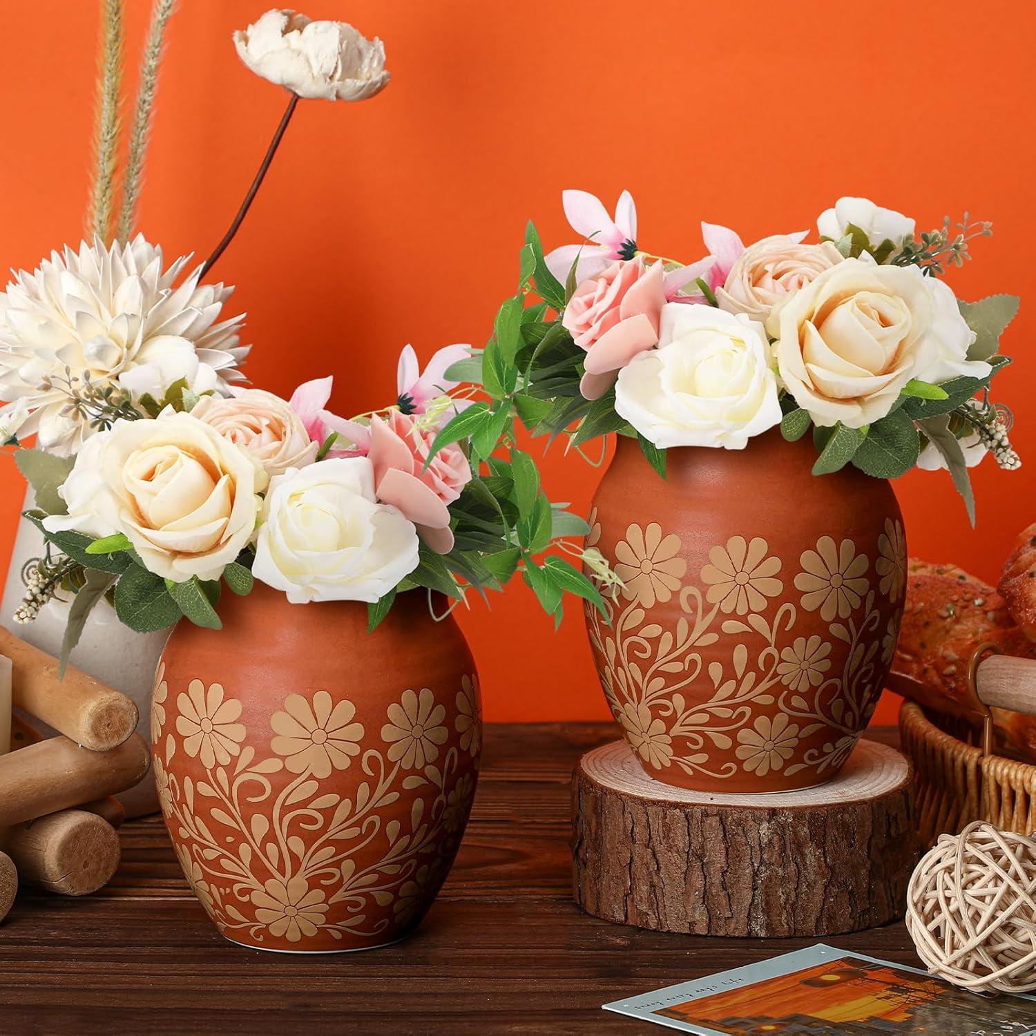2 Pcs 16 oz Cantaritos De Barro Mexicanos Shooters Terracotta Vases ...