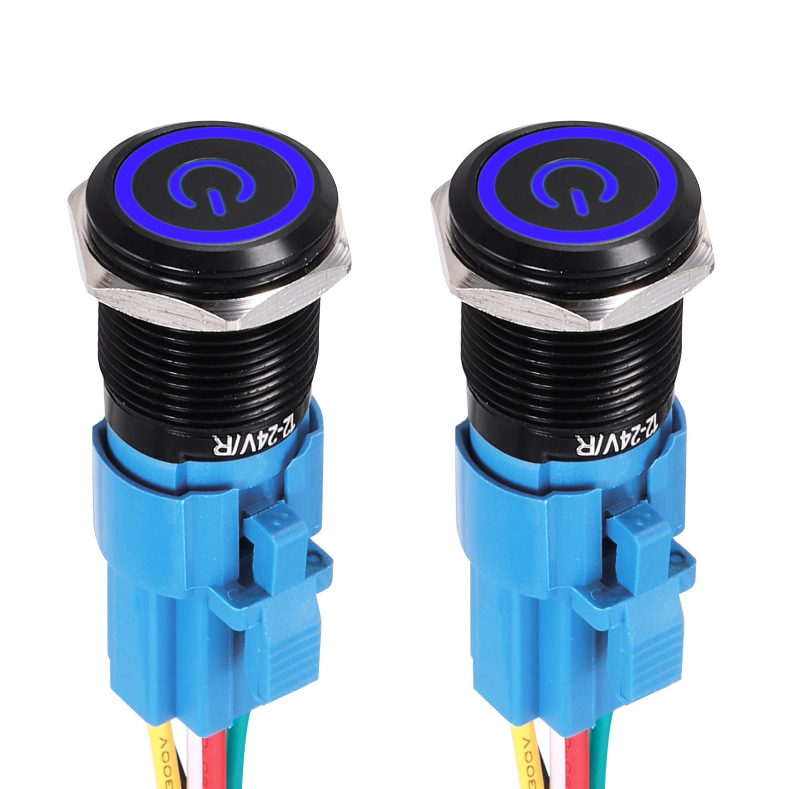 2 Pcs 16mm Push Button Switch, IP66 1NO1NC 12-24V 3A Momentary Latching ...
