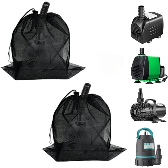 2 Pcs 17.7" x 17.7" Pond Pump Cover, Pond Pump Filter Bag, Black Media ...