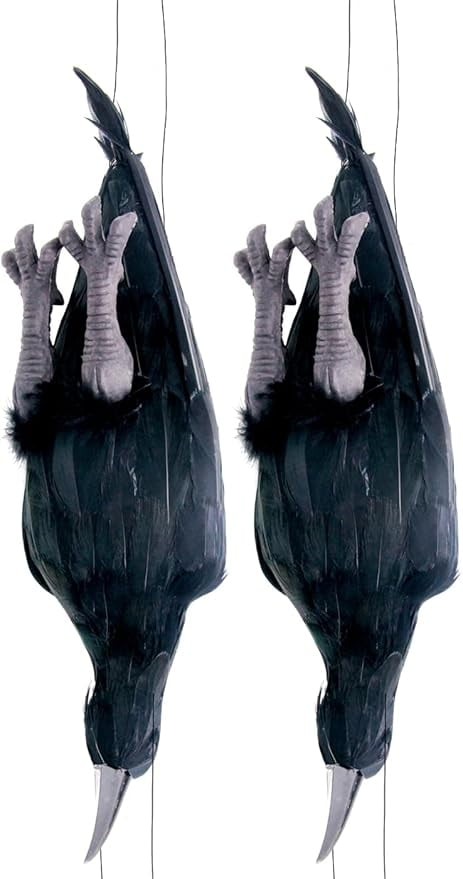 2 Pcs 17 Inches Realistic Hanging Dead Crow, 2025 Lifesize Extra Large ...