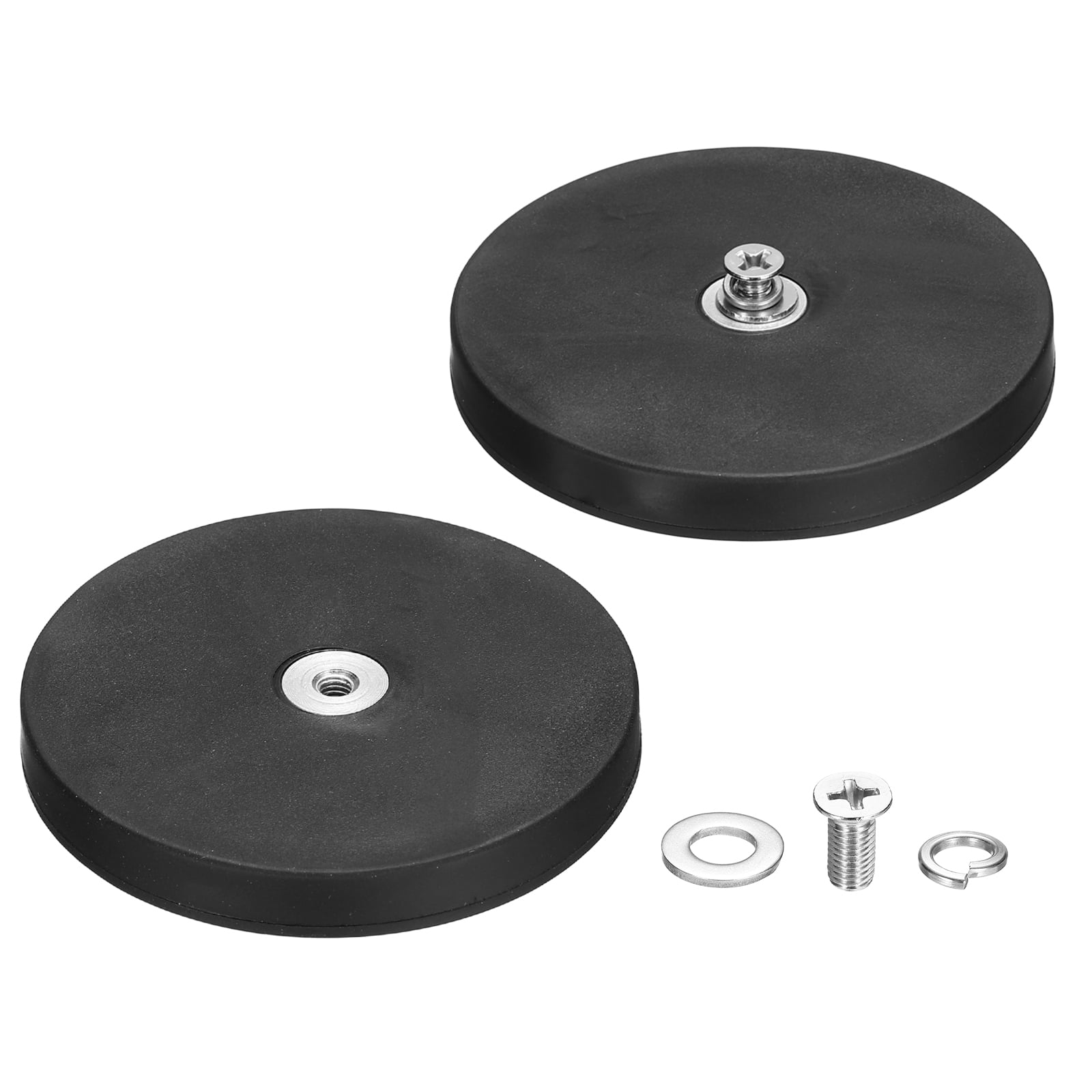 2 Pcs 2.6" Dia Rubber Coated Magnets, 44LBS Magnet Base with M4 Female ...