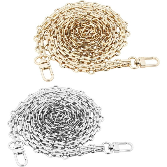 2 Pcs 2 Colors 46.4Inch Iron Metal Shoulder Body Bag Chain with Alloy ...