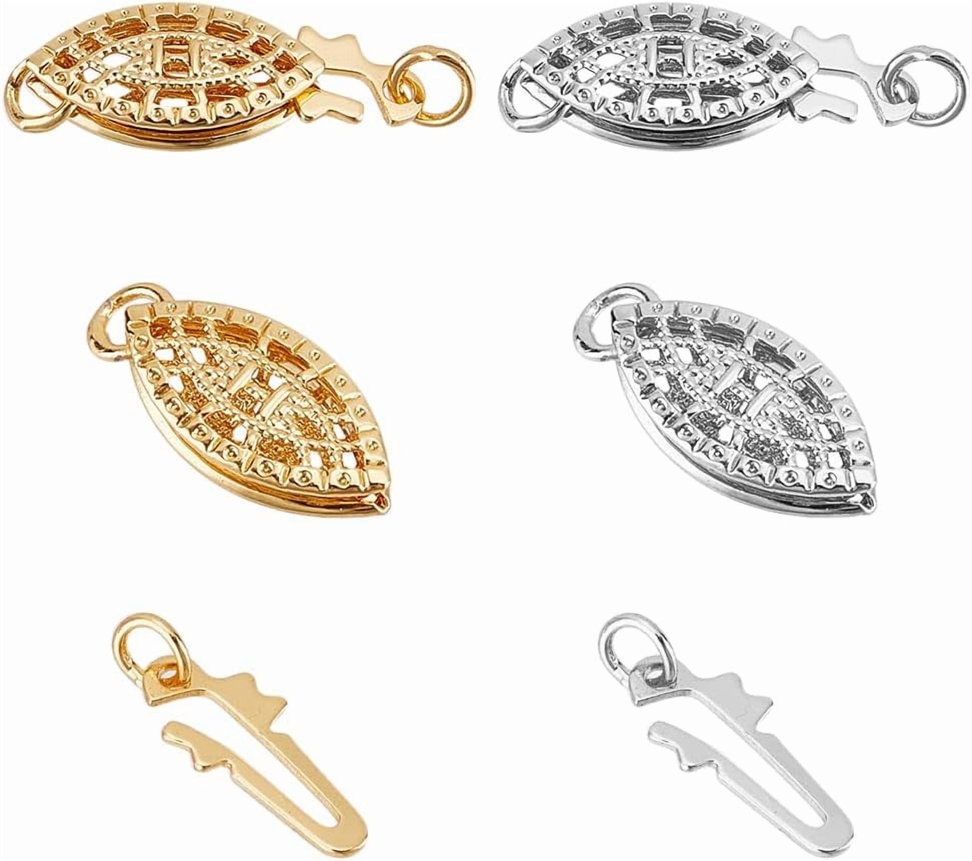 2 Pcs 2 Colors Pearl Filigree Necklace Clasp 15mm Brass Oval Filigree ...