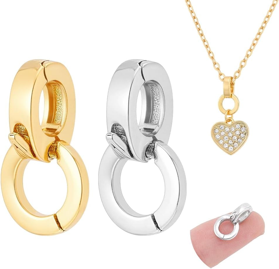 2 Pcs 2 Colros 925 Sterling Silver Ring Bail Clasps Connector Double ...