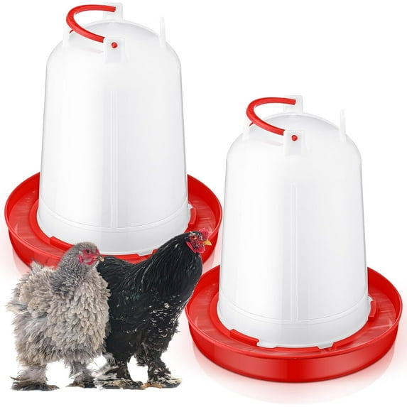 2 Pcs 2 Gallon Plastic Poultry Drinker Poultry Waterer Automatic ...