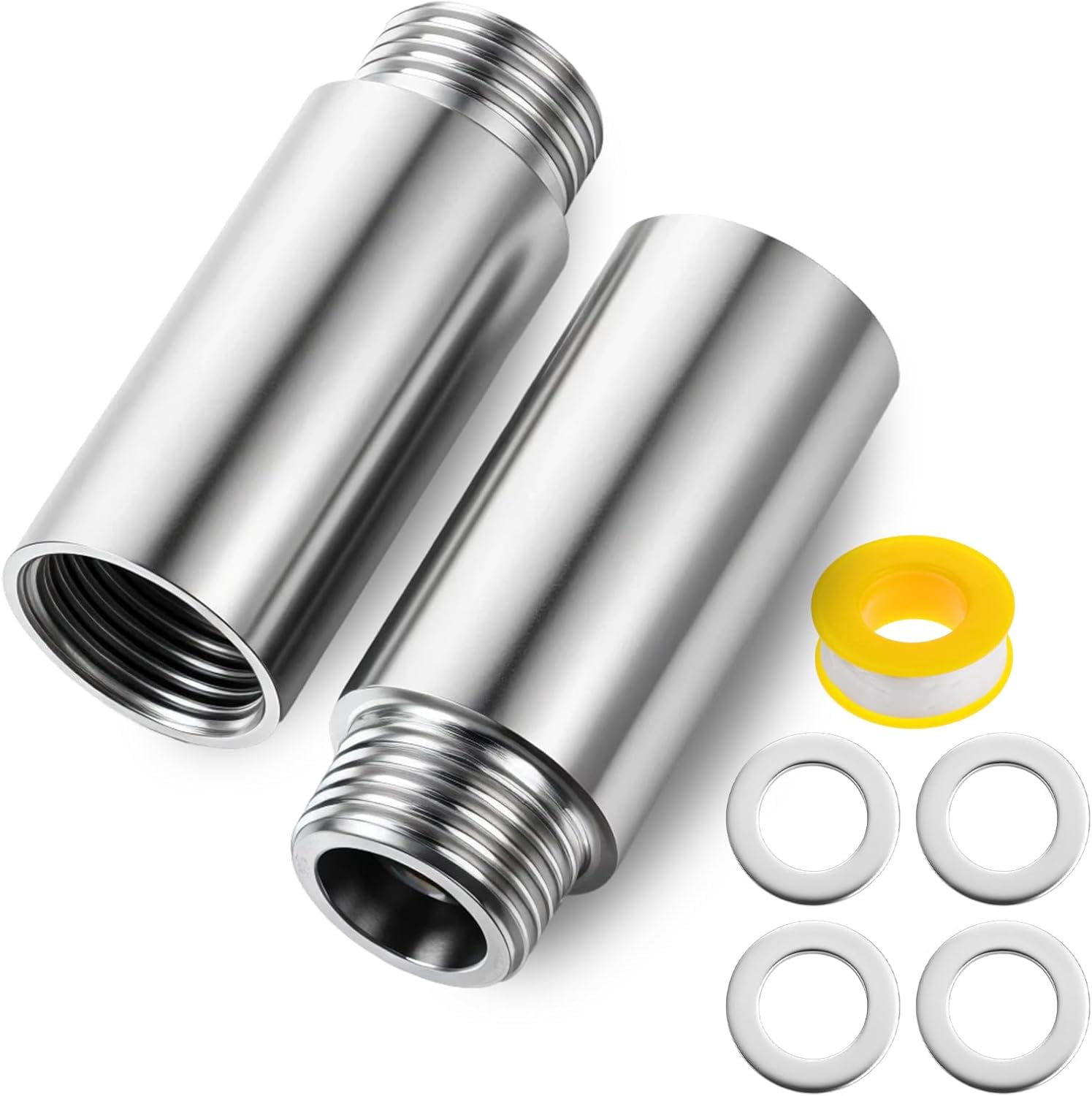 2 Pcs 2 Inch Shower Head Extension Arm, 1/2PT Male to 1/2PT Female ...