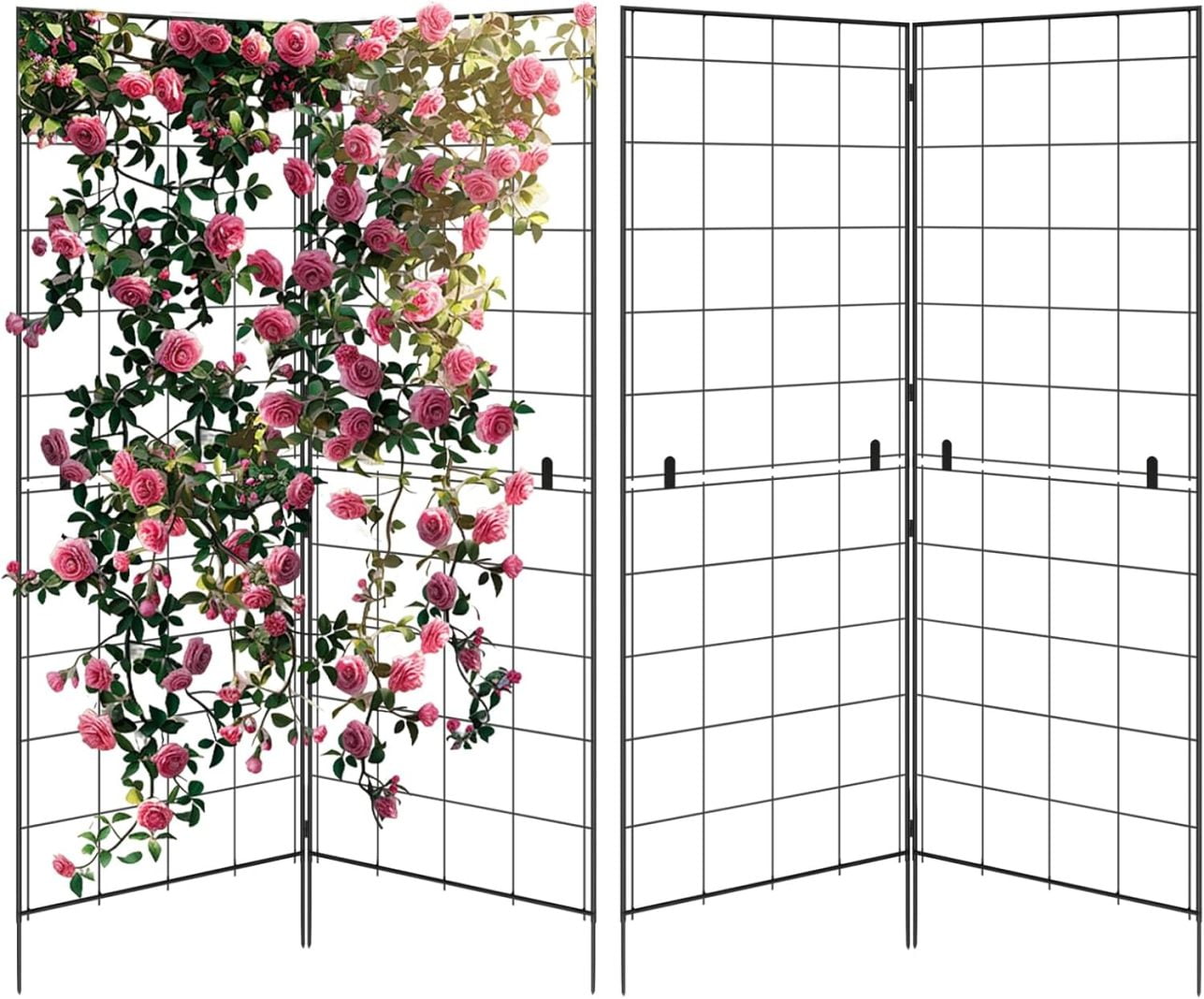 2 Pcs 2 Panel Folding Garden Trellis for Climbing Plants, Tall Durable ...