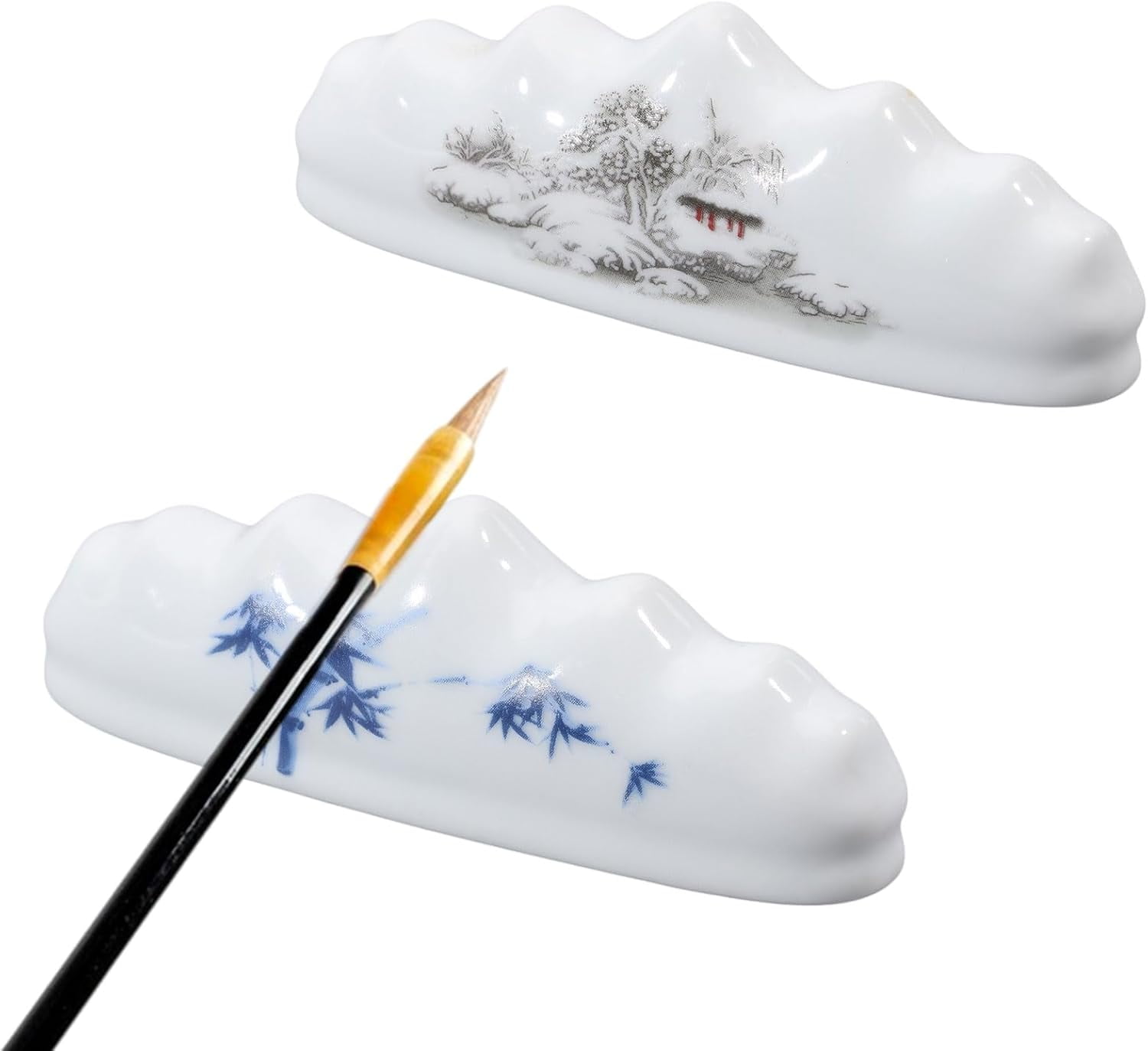 2 Pcs 2 Style Porcelain Brush Holder Paint Brush Rest Holder Pen Rack ...