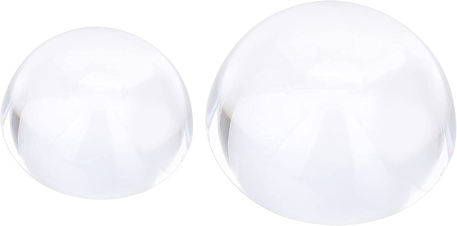 2 Pcs 2 Styles Crystal Dome Magnifier Paperweight Glass Magnifying Half ...