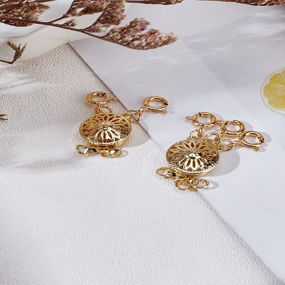 2 Pcs 2 Styles Necklace Layering Clasps Separator Brass Box Clasps with ...