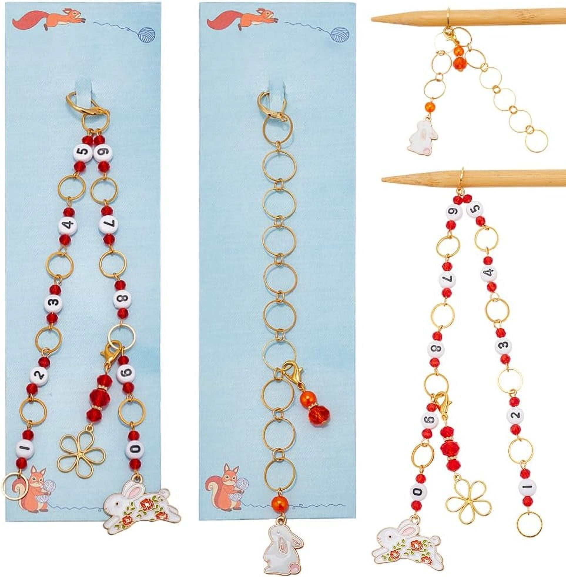 2 Pcs 2 Styles Rabbit Knitting Row Counter Chains 0~9 Number Knitting ...