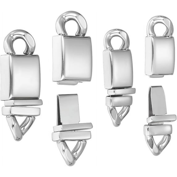 2 Pcs 2 Styles Stainless Steel Fold Over Clasp Bracelet Extender Clasp ...