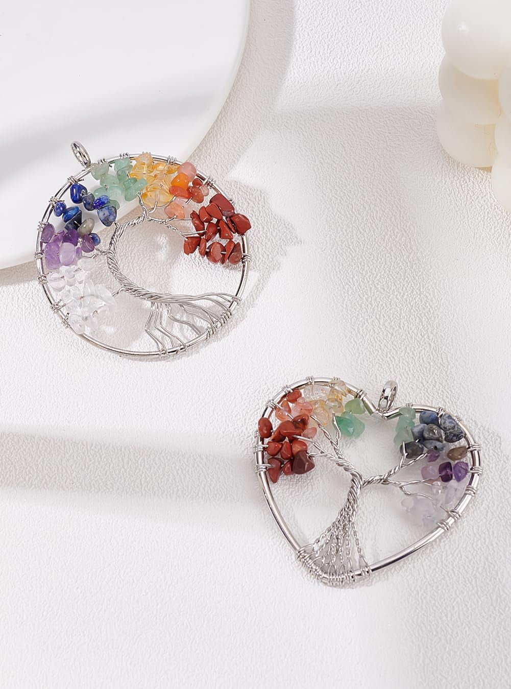 2 Pcs 2 Styles Tree of Life Big Pendants Tree of Life Wire Wrapped Link ...