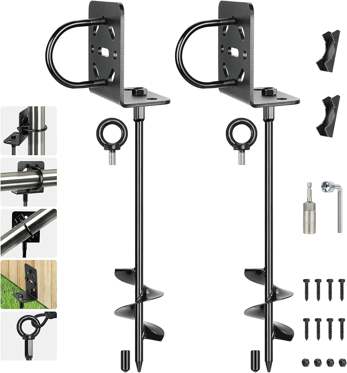 2 Pcs 20" Ground Anchors Screw in - Heavy Duty Trampoline Stakes with ...