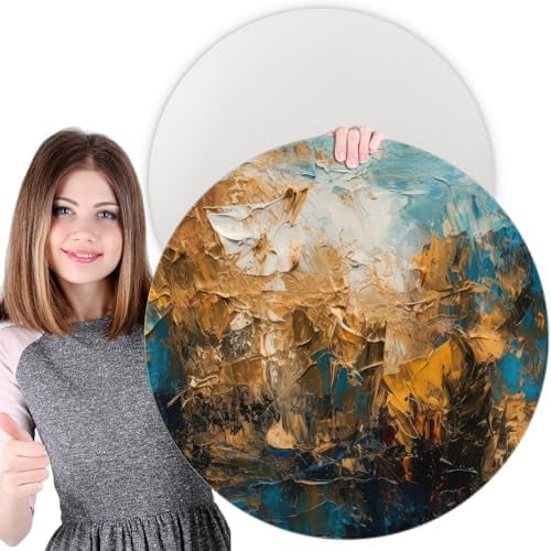2 Pcs 20 Inch Round Canvas Stretched Canvases for Painting Blank White ...