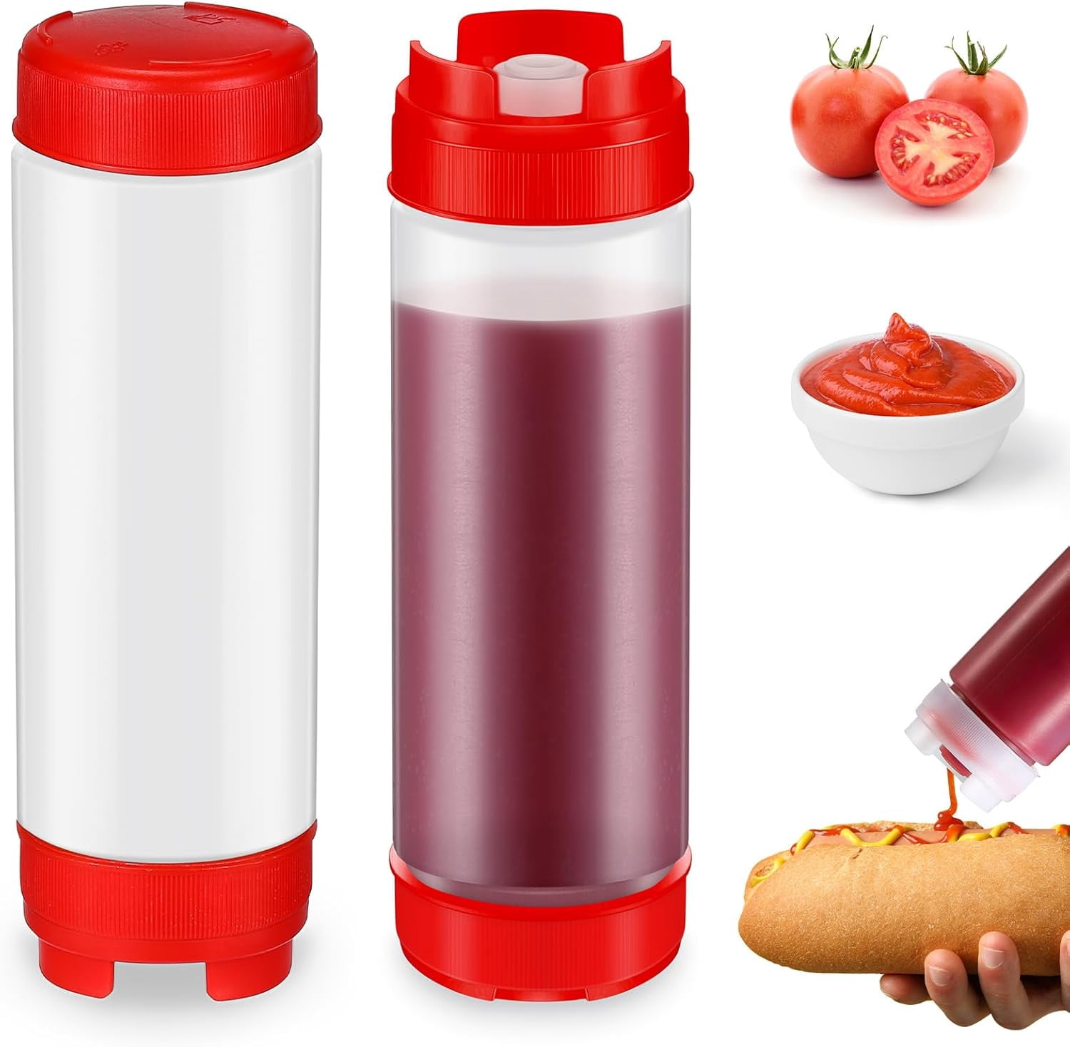 2 Pcs 20 oz Inverted Plastic Squeeze Bottles, Refillable Large Valve ...