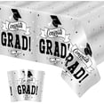 2 Pcs 2026 Graduation Table Decorations, 108" x 54" Silver Disposable ...