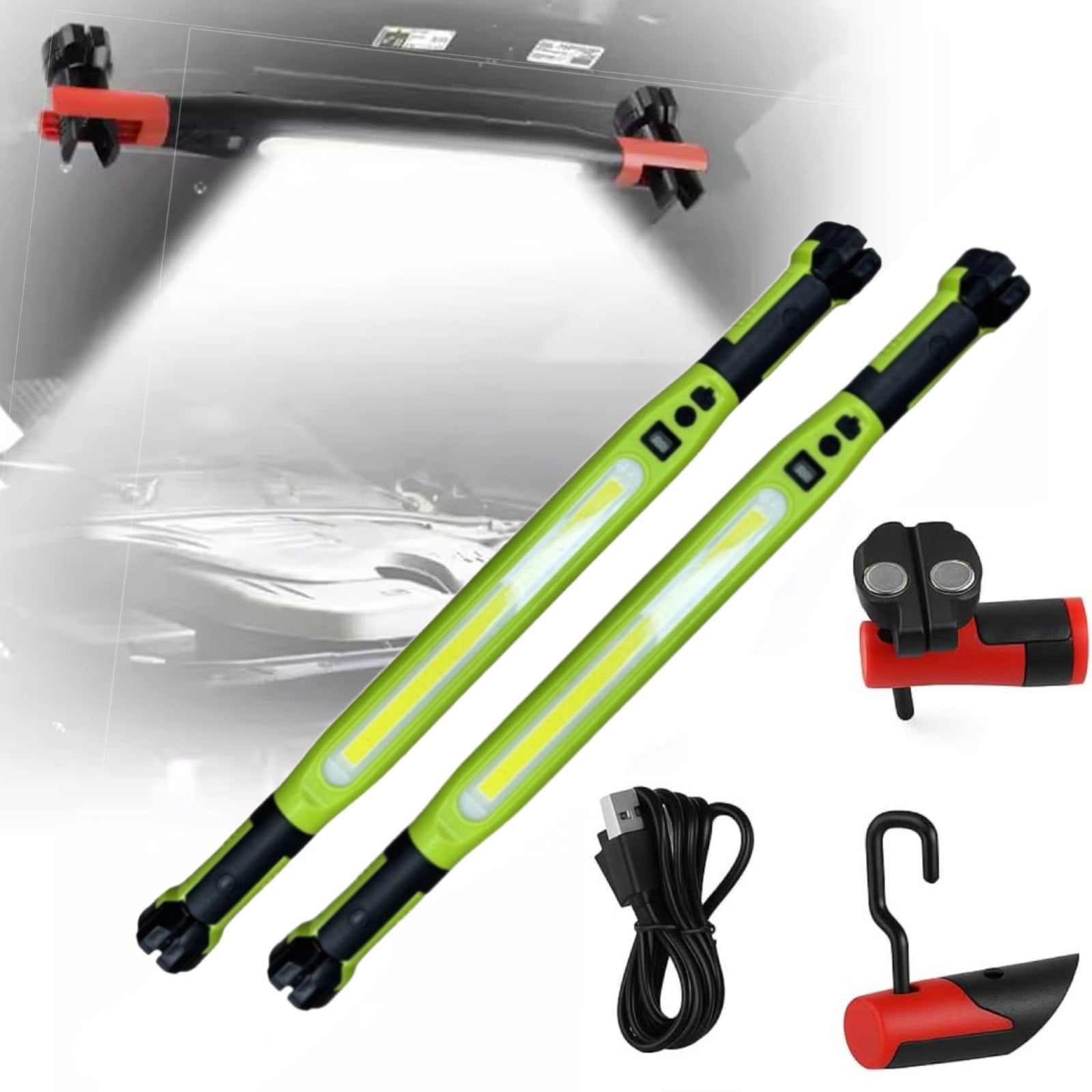 2 Pcs 2026 Magnetic Rechargeable LED Work Light Bar, Under Hood ...