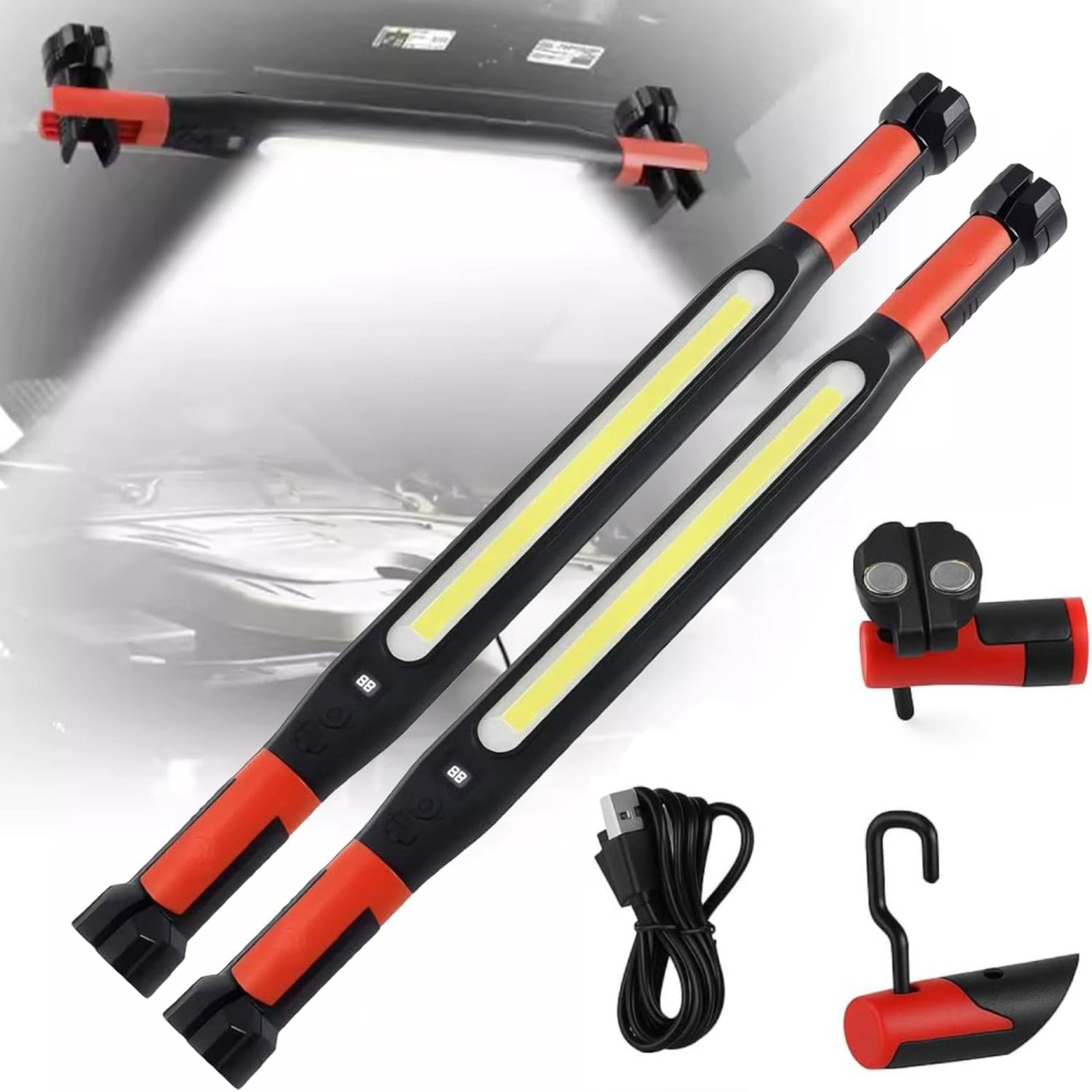 2 Pcs 2026 Upgraded Magnetic Work Light, Under Hood Work Light Bar ...