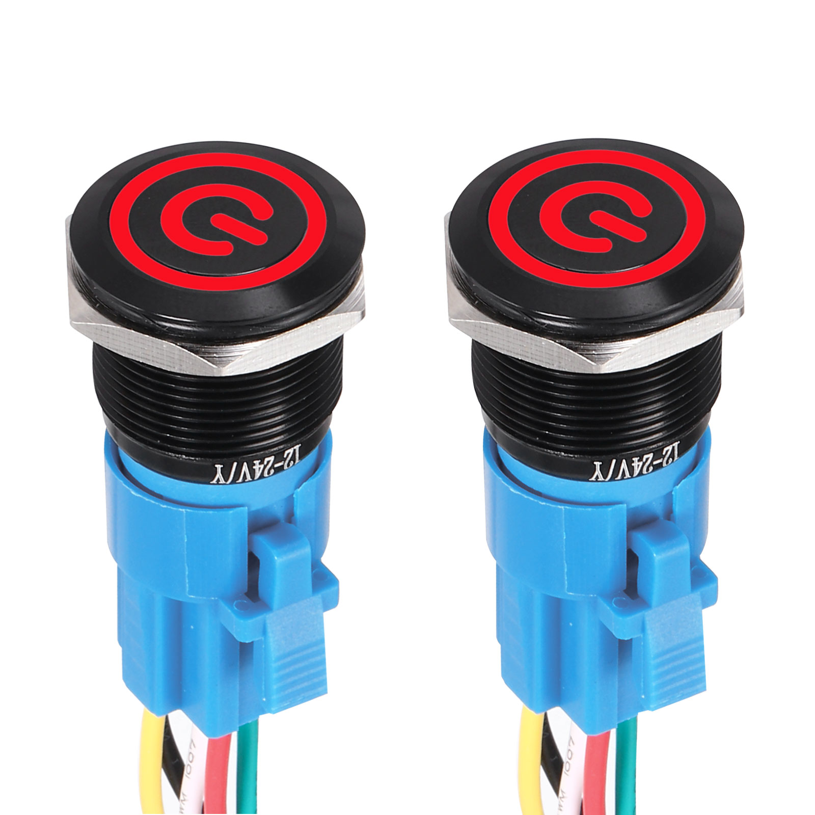 2 Pcs 22mm Push Button Switch, IP66 1NO1NC 12-24V 3A Momentary Latching ...