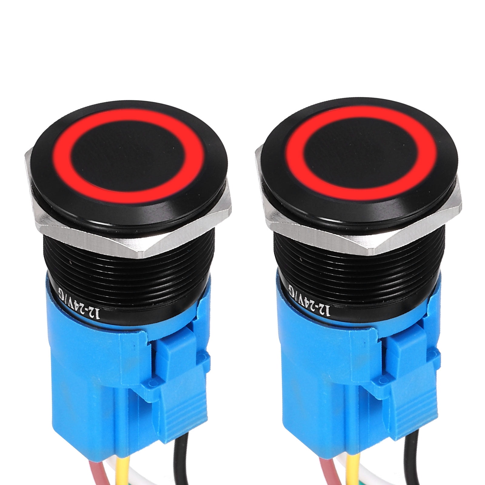 2 Pcs 22mm Push Button Switch, IP66 1NO1NC 12-24V 3A Momentary Latching ...