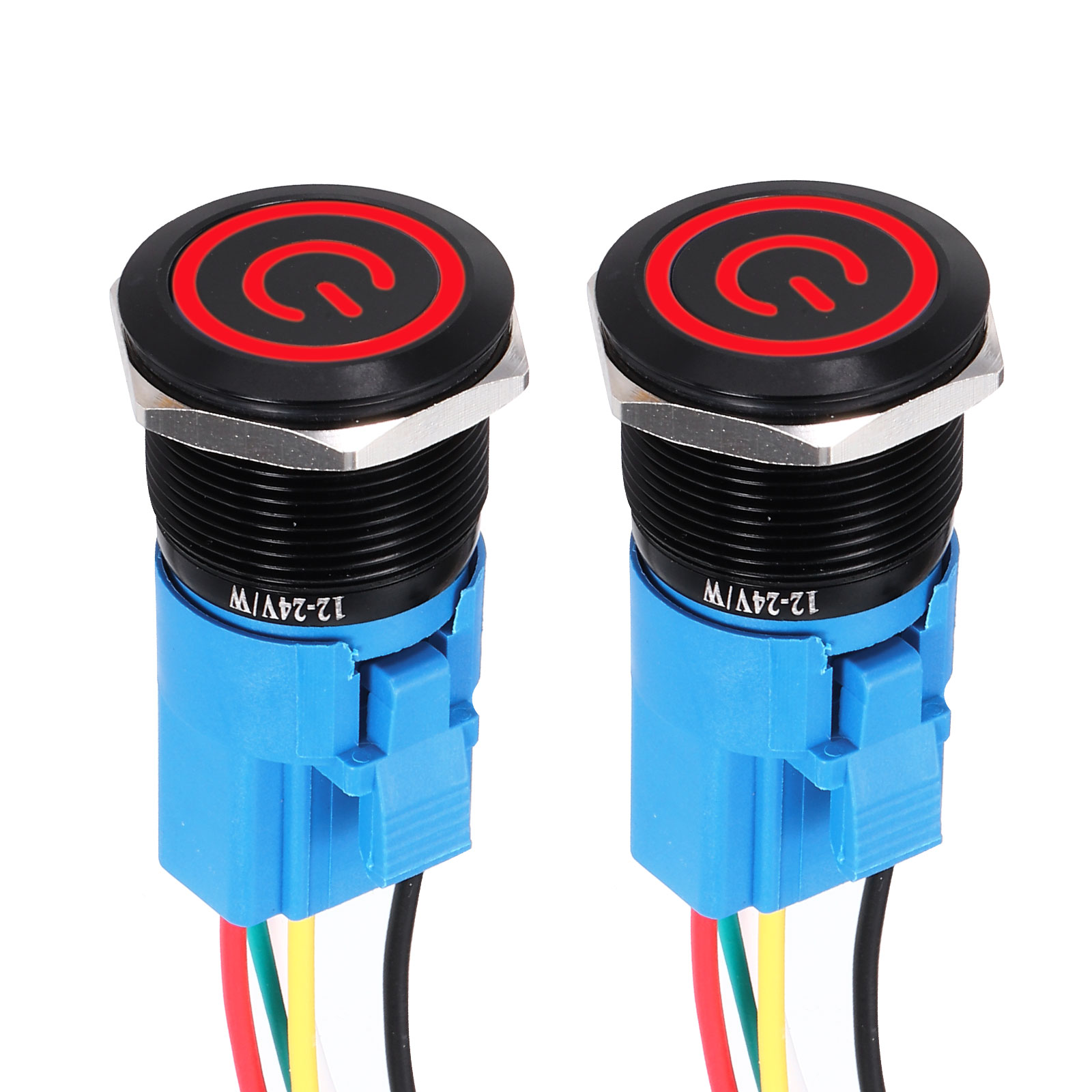 2 Pcs 22mm Push Button Switch, IP66 1NO1NC 12-24V 3A Momentary Latching ...