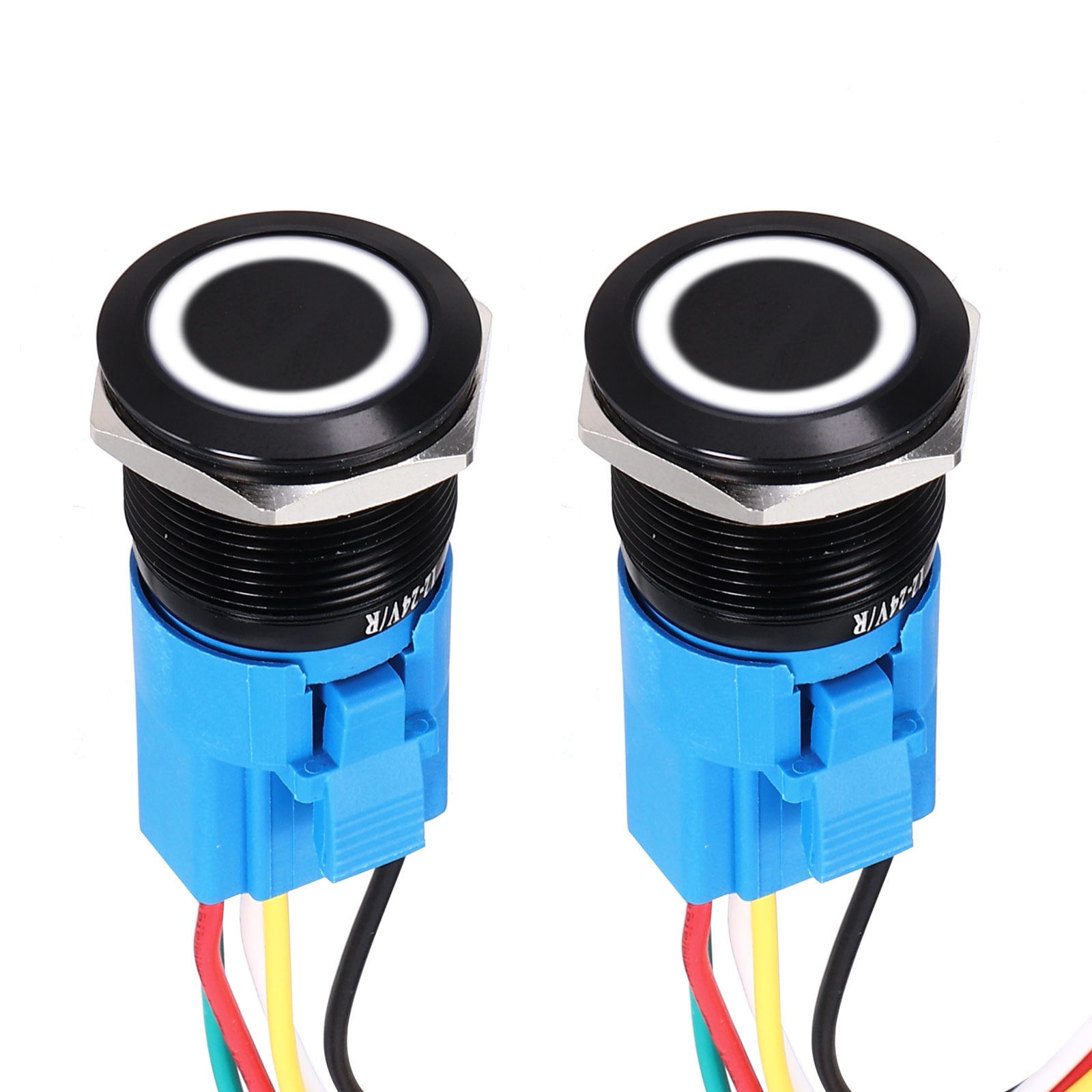 2 Pcs 22mm Push Button Switch, IP66 1NO1NC 12-24V 3A Momentary Latching Push Button Starter ...