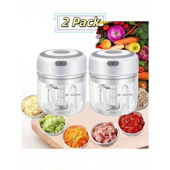 2 Pcs 250ML USB Wireless Electric Mini Garlic Chopper, Portable Food ...