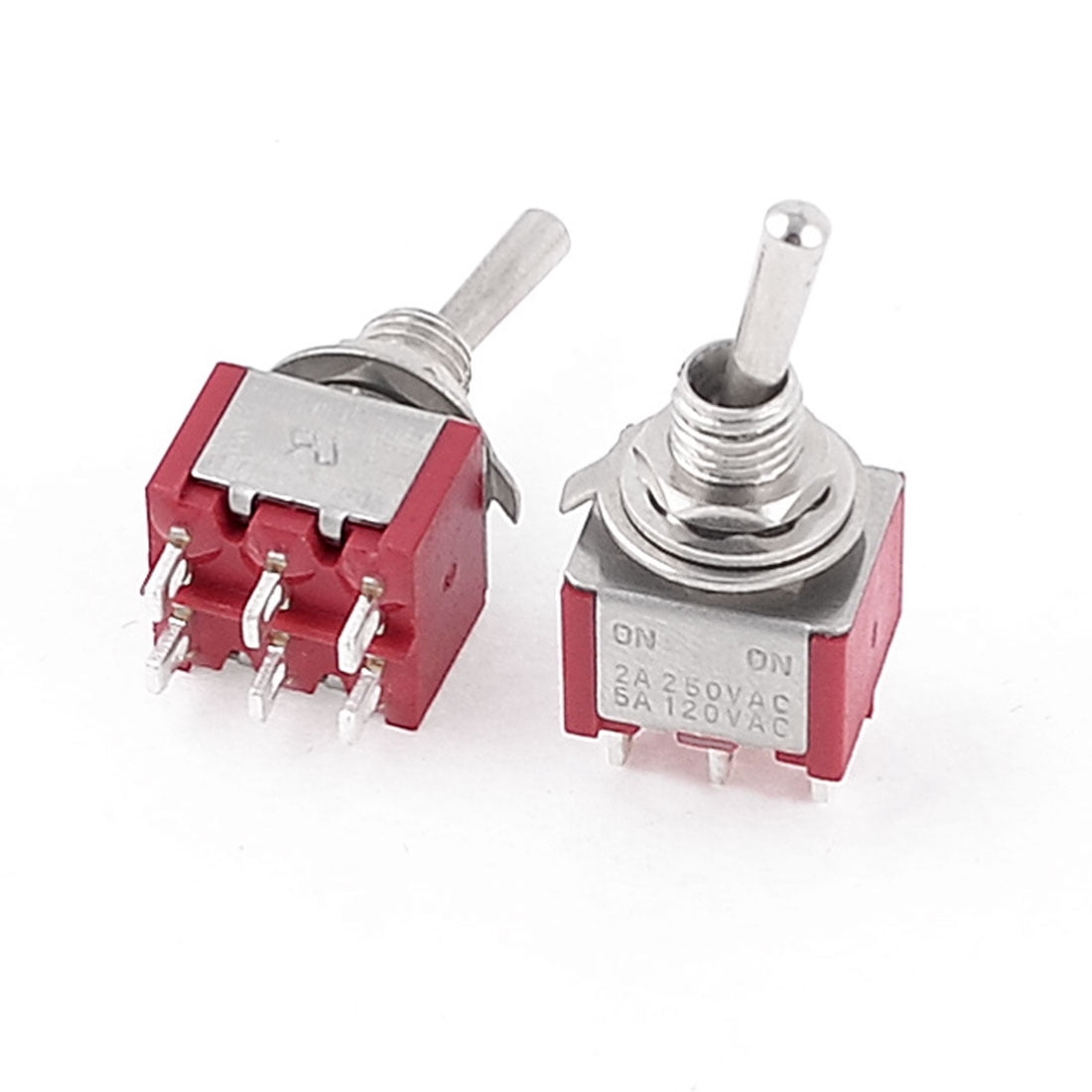2 Pcs 250V 2A 120V 5A ON/ON 2 Position DPDT 6 Terminals Toggle Switch ...