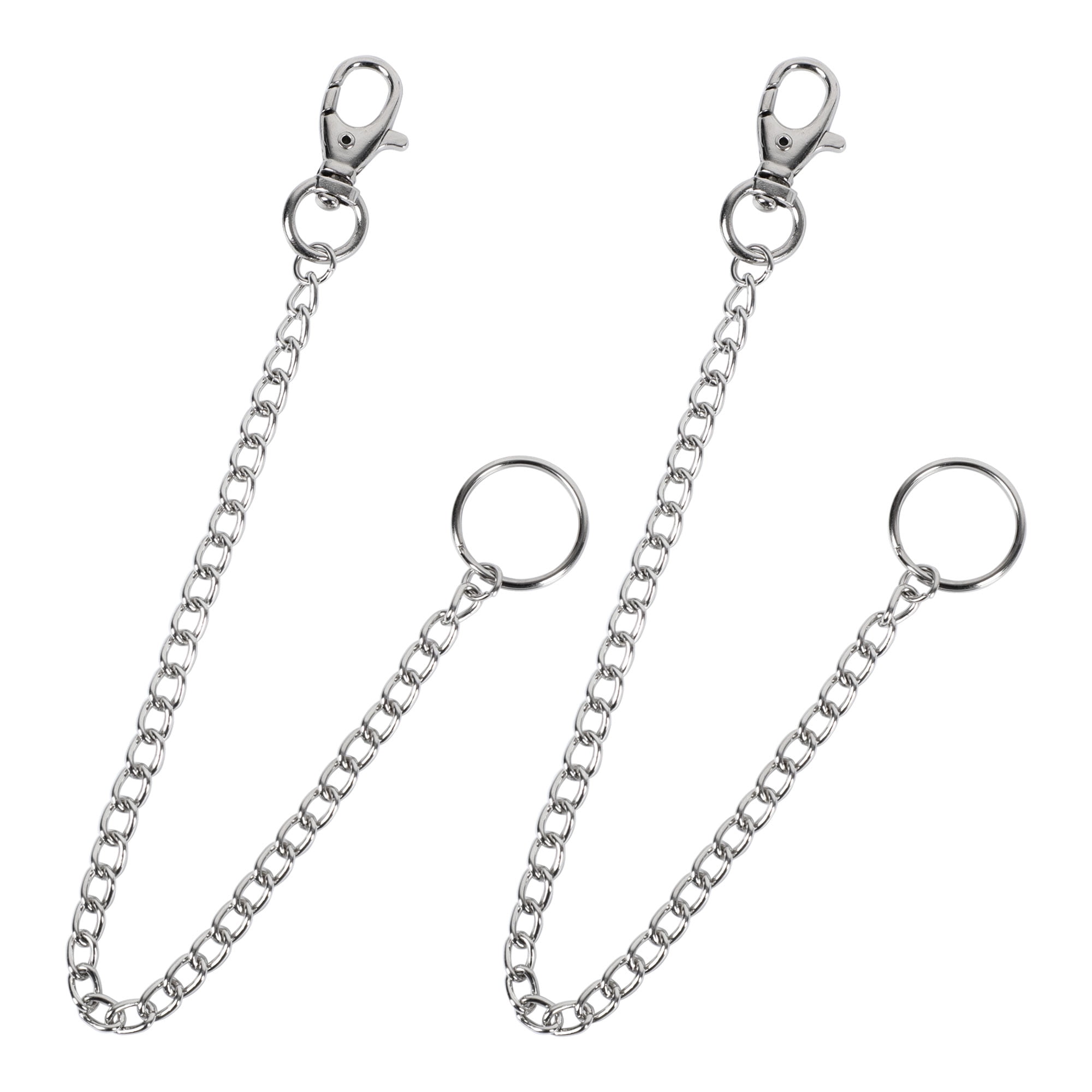 2 Pcs 25cm Long Metal Chain Connected Keyring Keychain w Clip Hook ...