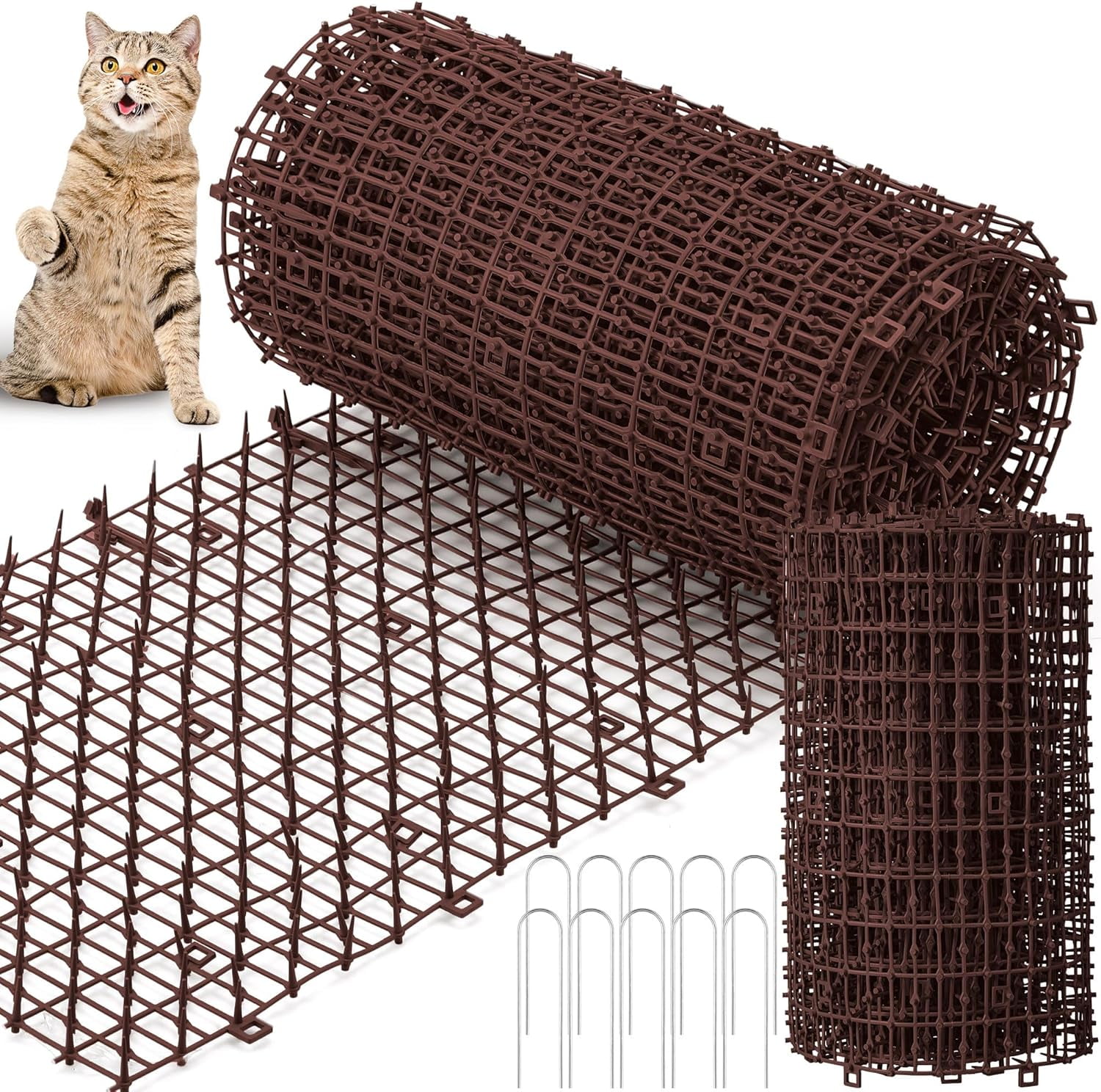 2 Pcs 26.3 ft Cat Spike Mat Outdoor Cat Deterrent Mat with Spikes ...