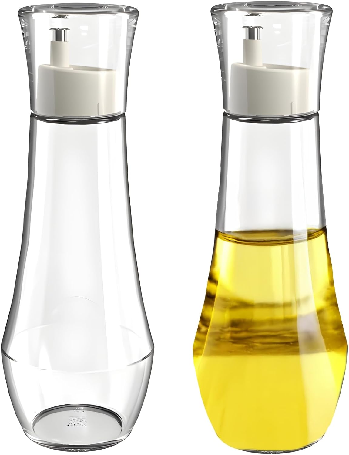 2 Pcs (260 ml+ 150 ml) Glass Condiment Bottles with Dustproof Lids ...