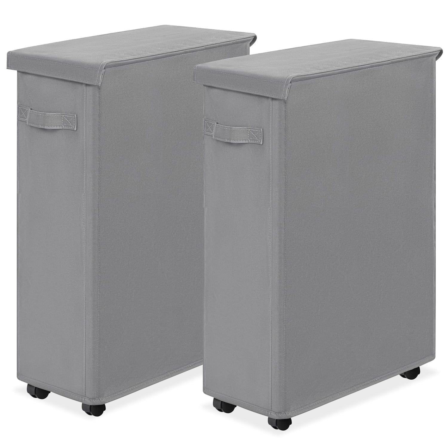ZRSDIXKI 2-Bin Slim Laundry Hamper with Lid, Wheels, 2 Count Laundry ...