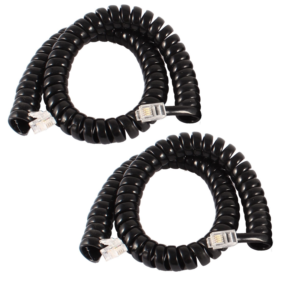 2 Pcs 2M 6ft Length Coil Stretchy RJ9 4P4C Elastic Telephone Cable ...