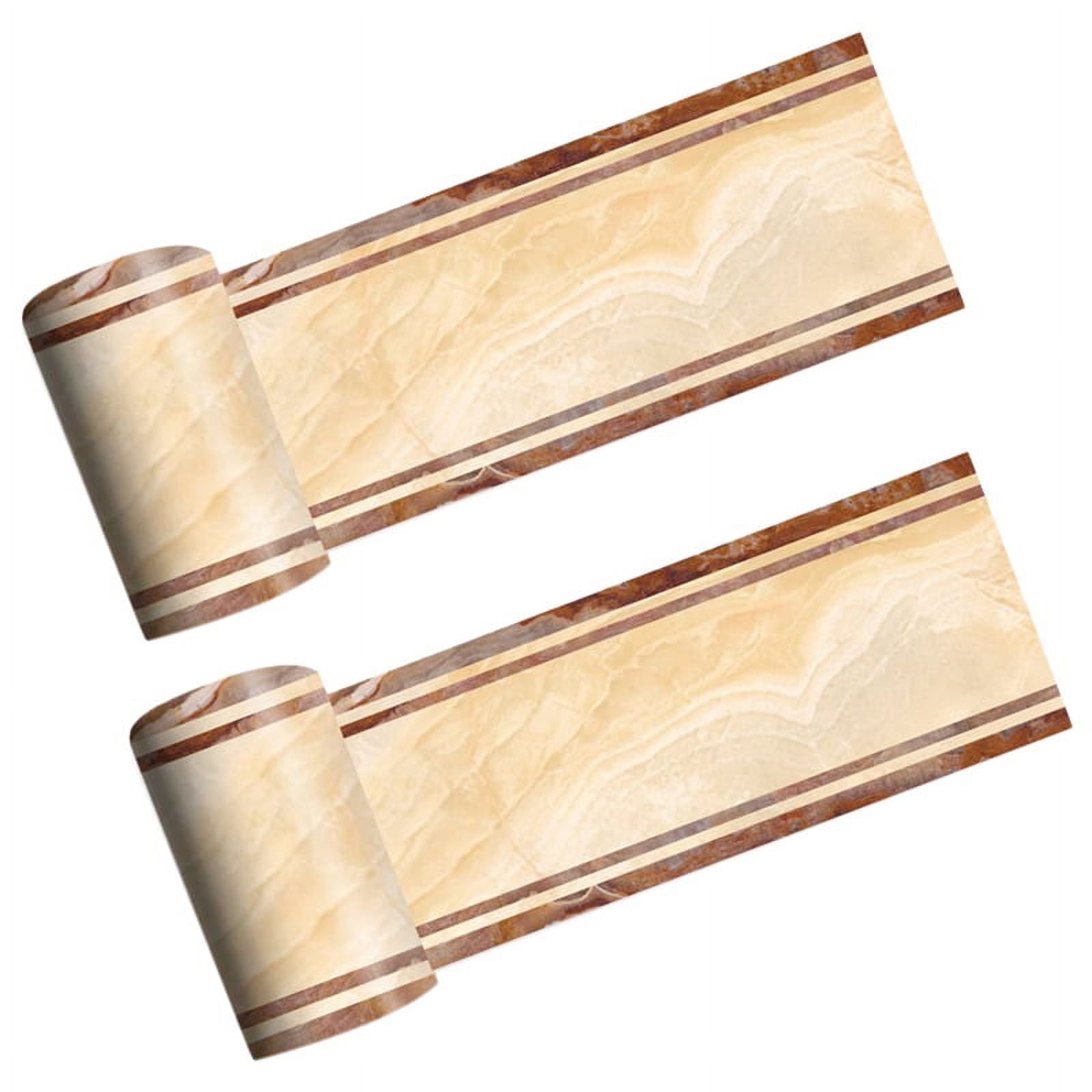 2 Pcs 2M Self-Adhesive Side Line Tile Sticker Yellow Marble Bathroom ...