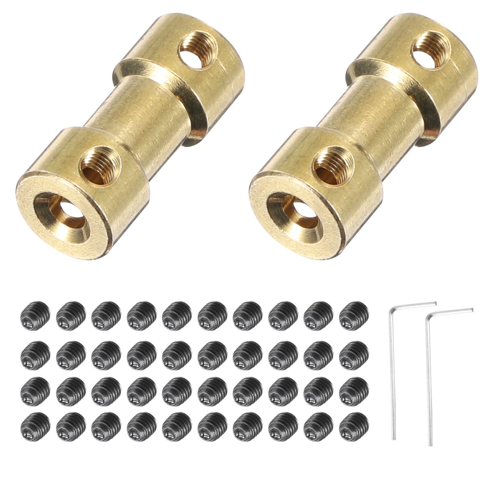 2 Pcs 2mm to 6mm Brass Shaft Coupling Joint Connector with Screws and ...