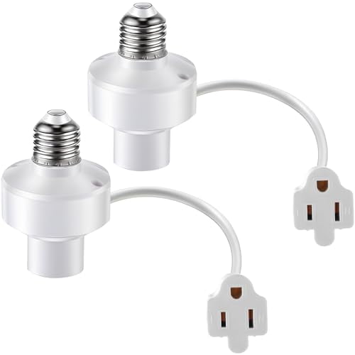 2 Pcs 3 in 1 Light Socket Outlet Adapter, E26 Light Socket to Plug ...