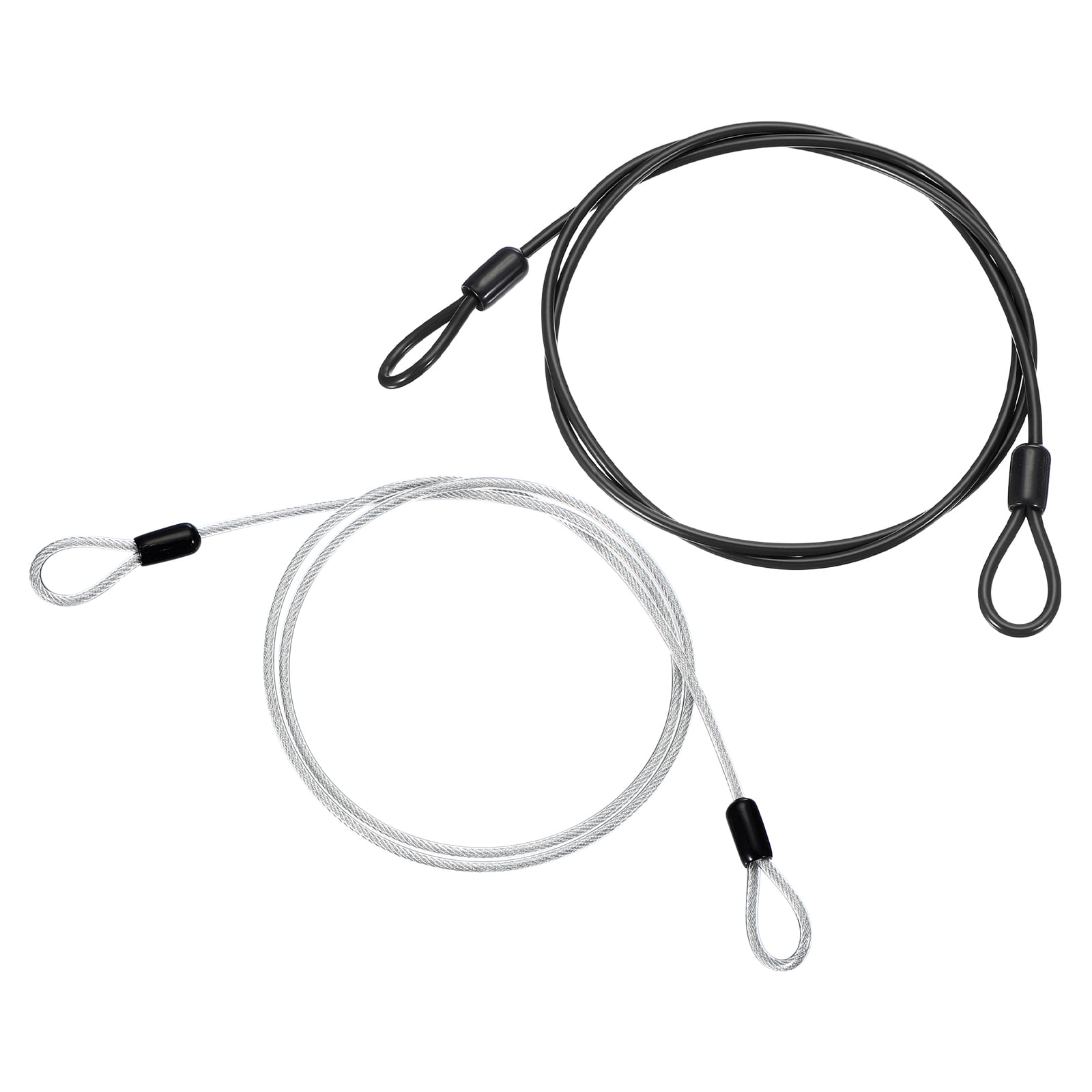 2 Pcs 3/16" Dia Vinyl Coated Stainless Steel Cable with Loops, 4ft (48 ...