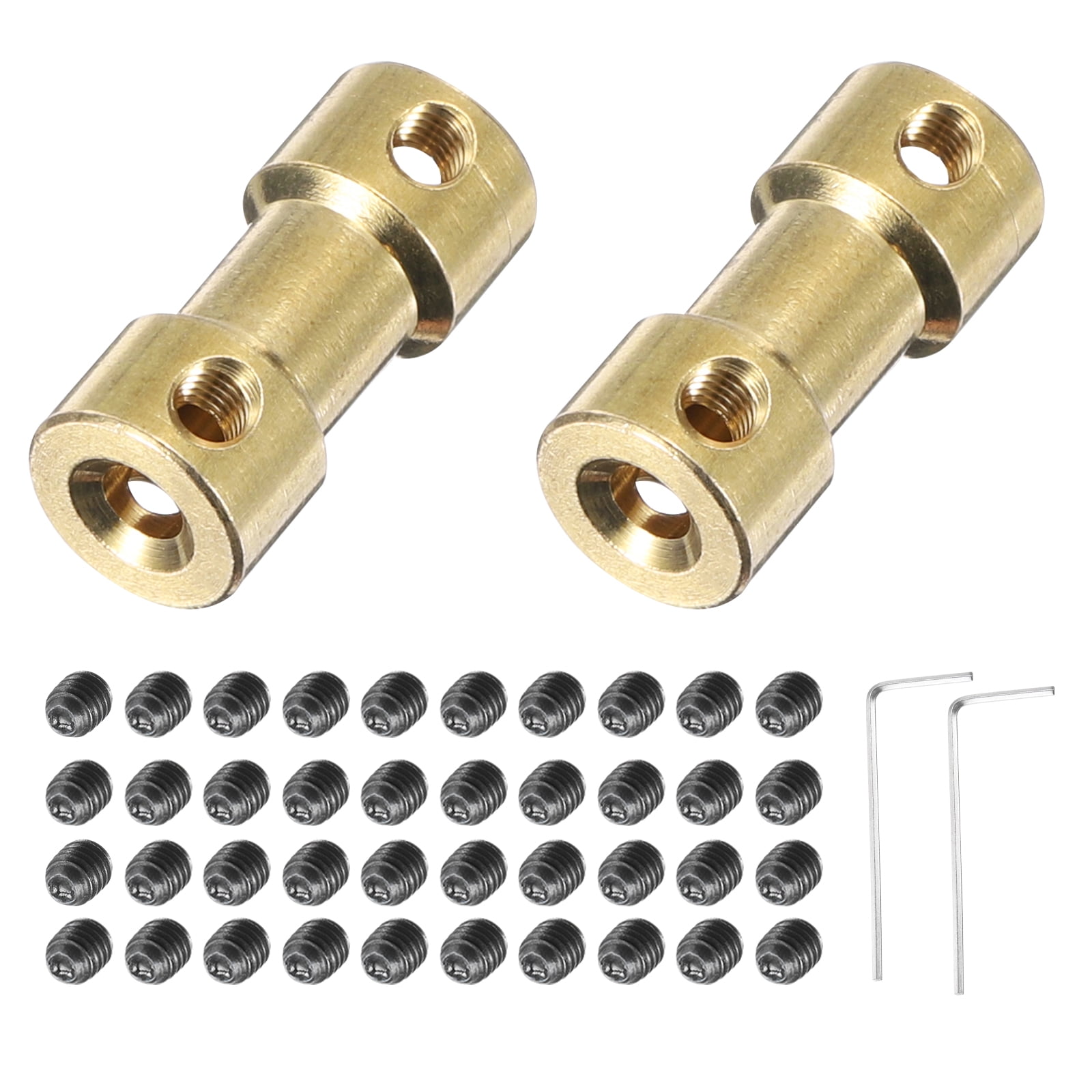 2 Pcs 3.17mm to 4mm Brass Shaft Coupling Joint Connector with Screws ...