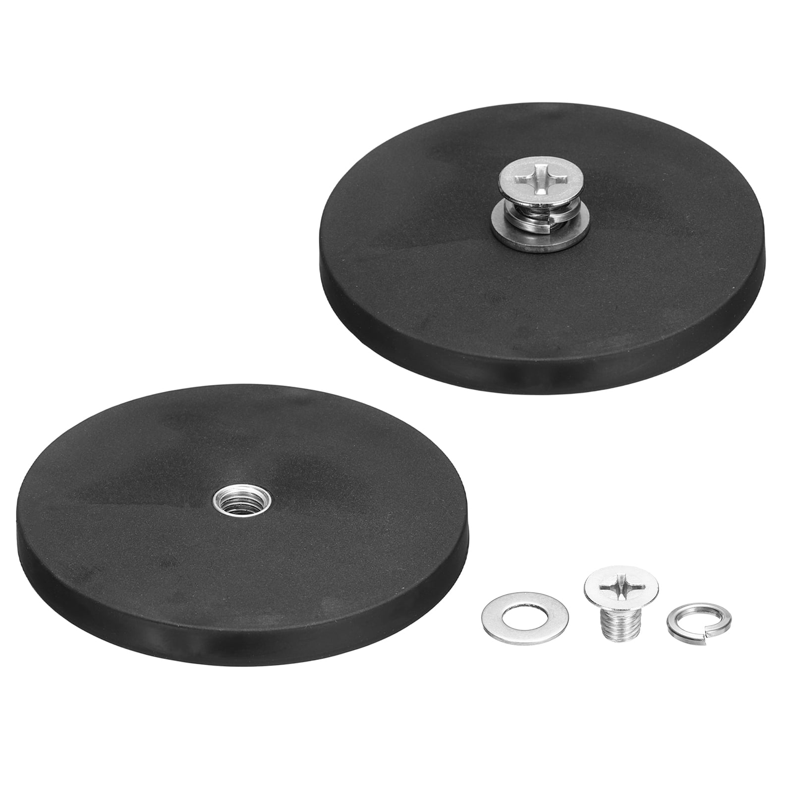 2 Pcs 3.5" Dia Rubber Coated Magnets, 88LBS Magnet Base with M10 Female ...