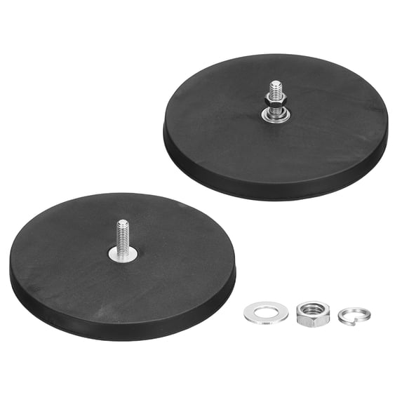 2 Pcs 3.5" Dia Rubber Coated Magnets, 88LBS Magnet Base with M5 Male ...