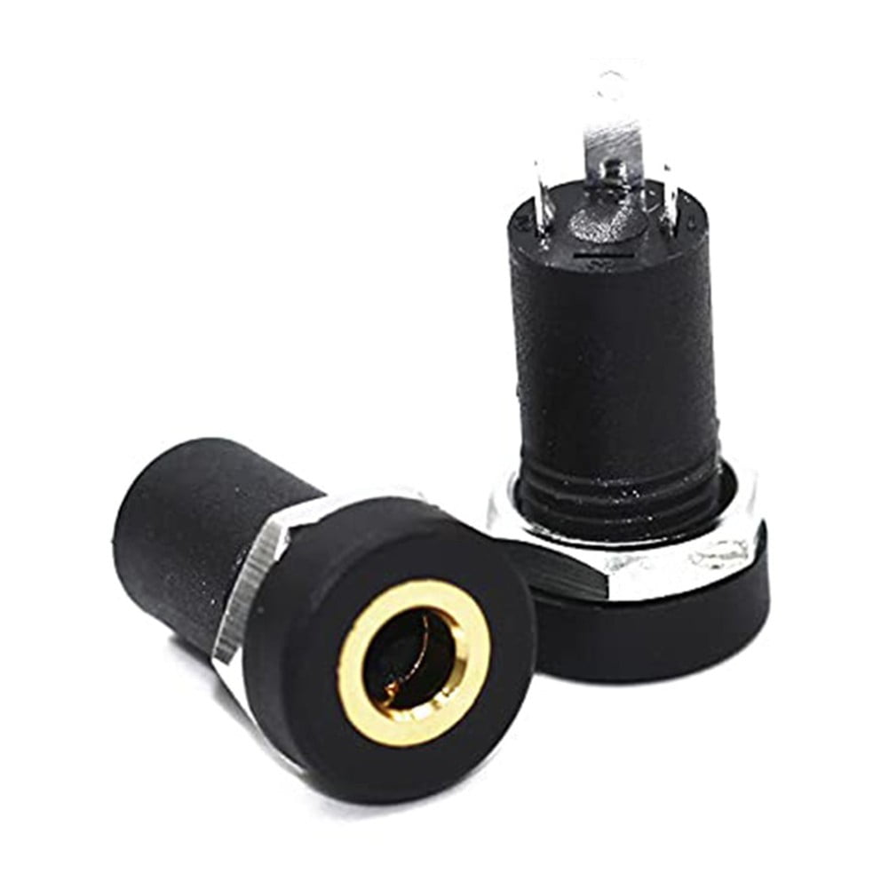 2 Pcs 3.5mm Stereo Audio Jacks for Panel Mount Adapter Black - Walmart.com