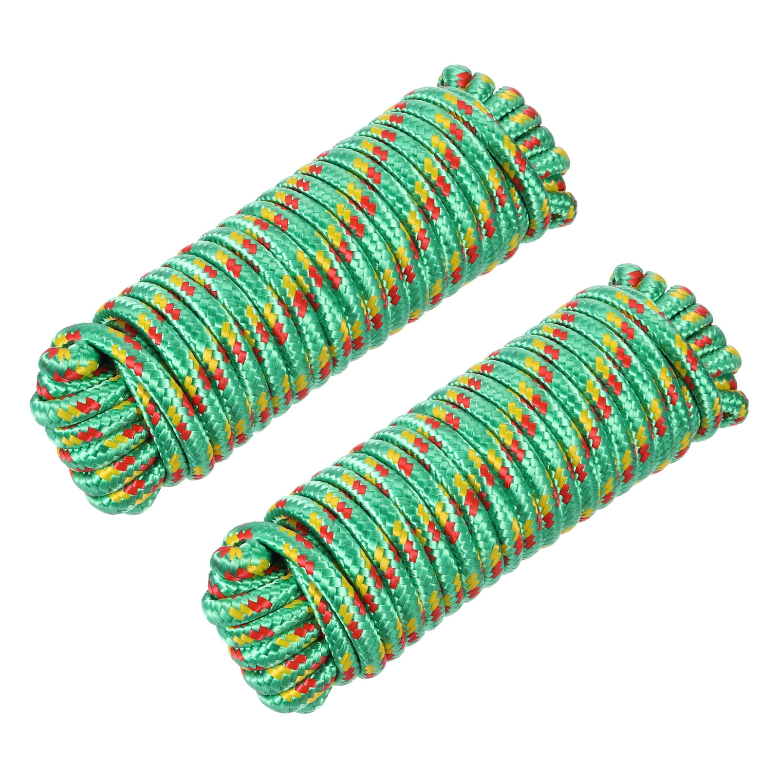 2 Pcs 3/8" 98ft Diamond Braided Ropes Green Nylon Ropes Polypropylene ...
