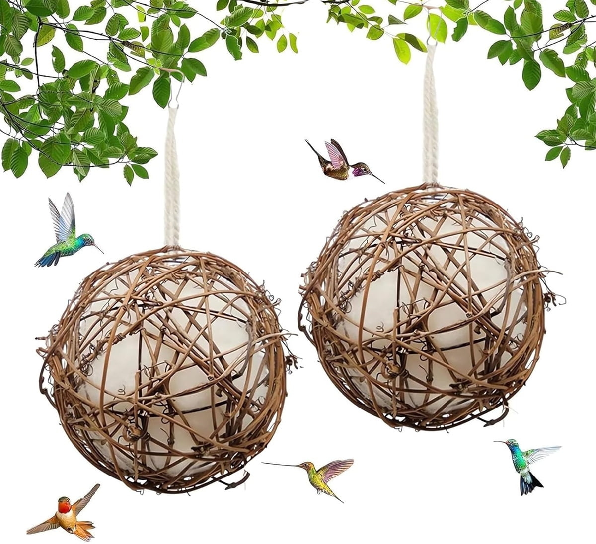 2 Pcs 3.9" Globe Hummingbird Nesting,Tutuviw Hummingbird Nesting Houses ...
